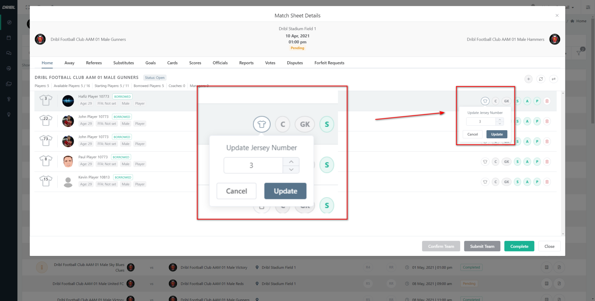 How to specify Starting line-up, bench and captain on the digital match ...