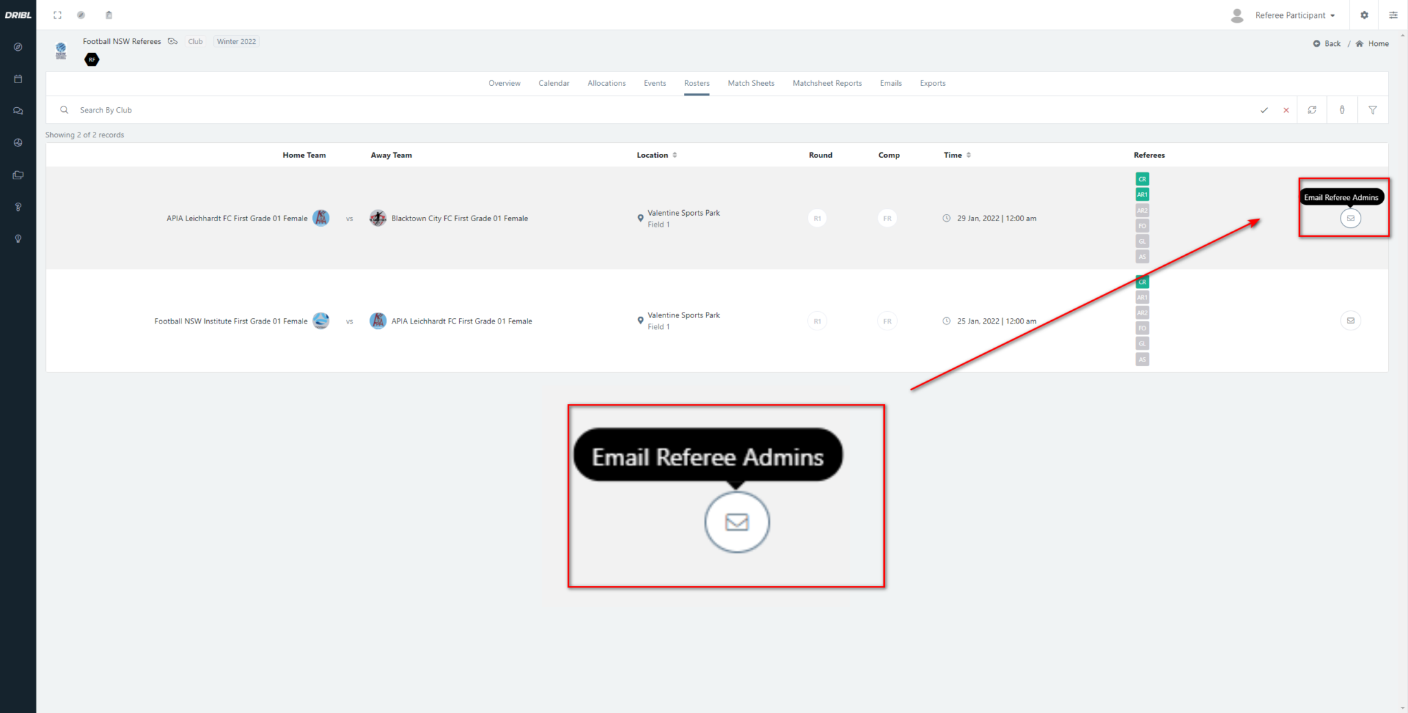 How to respond to a match official roster request (Web) - Football NSW