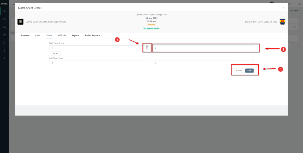 How to specify the score on the digital match sheet (Web) - FNSW ...